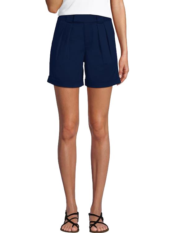 LANDS' END Chino High-Rise Pleated 7" Shorts